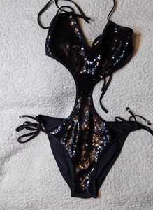 Swim | Black Cut Out Monokini W Contrast Lace Deep V | Poshmark